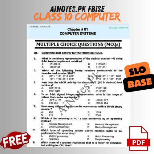 Class 10 Computer Notes PDF Federal Board (FBISE) - Ai Notes