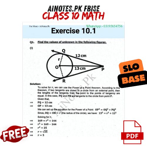 Class 10 Maths Notes PDF Federal Board (FBISE) - Ai Notes
